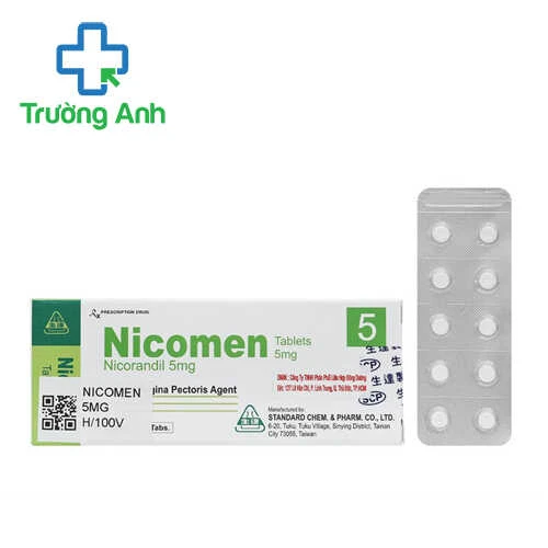 Nicomen Tablets 5mg - Thuốc điều trị đau thắt ngực của Taiwan